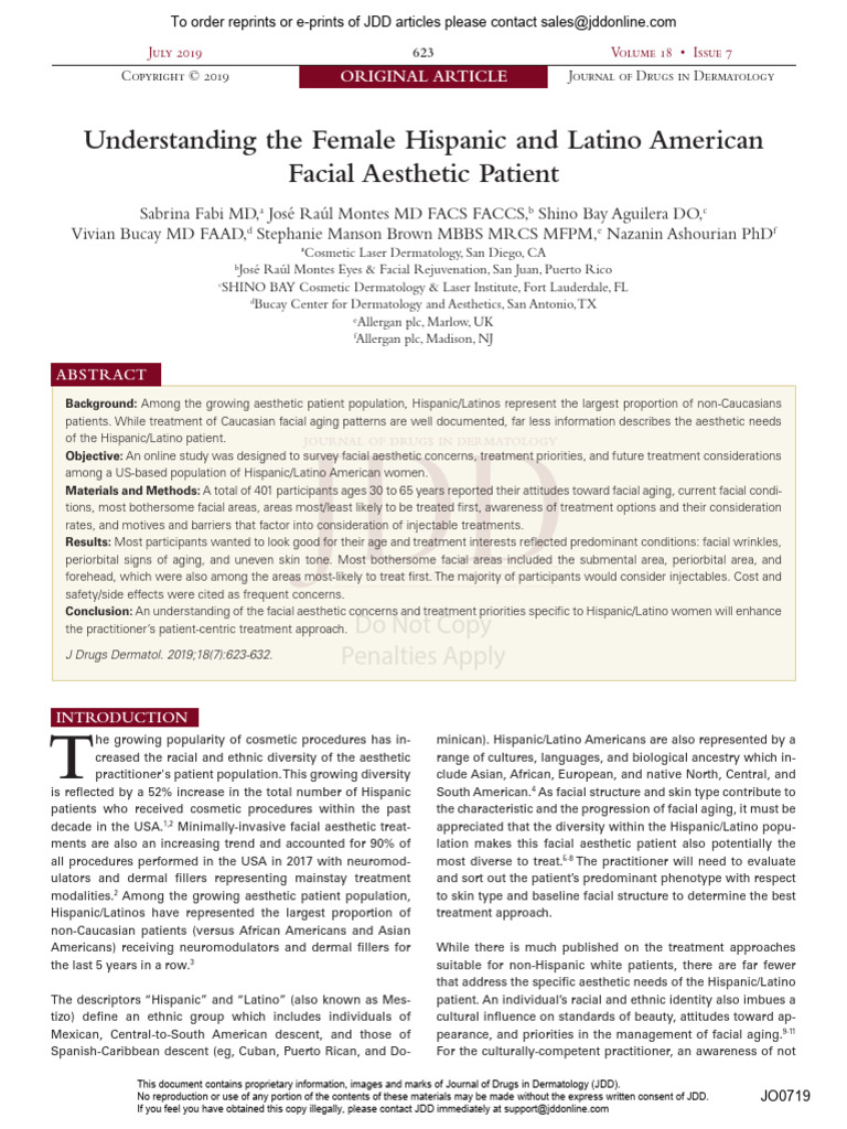 Understanding The Female Hispanic and Latino American Facial Aesthetic Patient Header | PDF ...