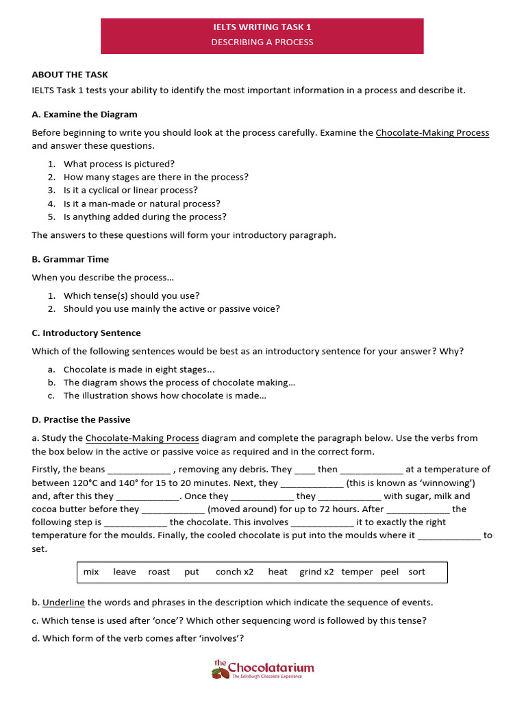 Chocolatarium 3 IELTS Task 1 Lesson and Resources | PDF | Perfect ...