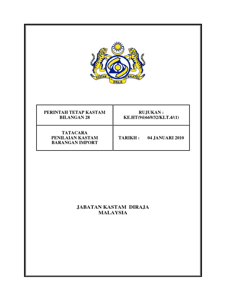 1b.1 Bil. 28 - Tatacara Penilaian Kastam Barangan Import | PDF