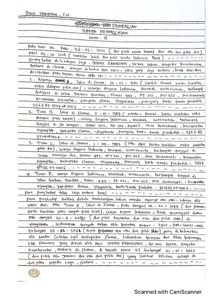 Pembagian Harta Peninggalan Indah Ramadani-465858-Hitapran 2 | PDF