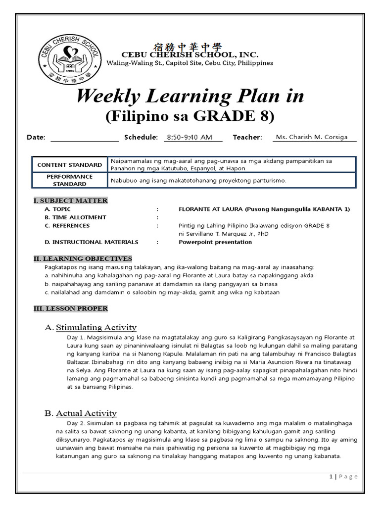 WLP Grade 8 - Aralin 1 | PDF