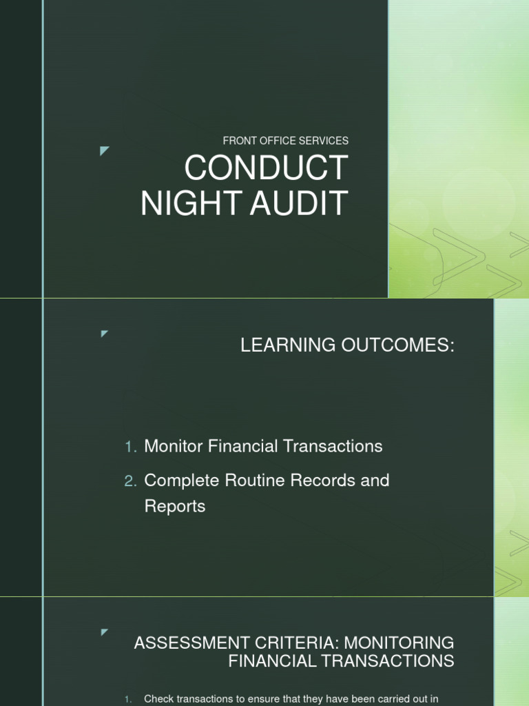 Conduct Night Audit | PDF | Business | Money