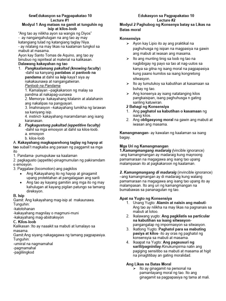 1st Q Lecture Notes Pdf