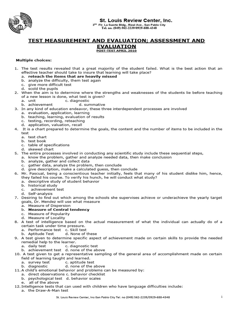 Assessment and Evaluation | PDF | Statistics | Cognition