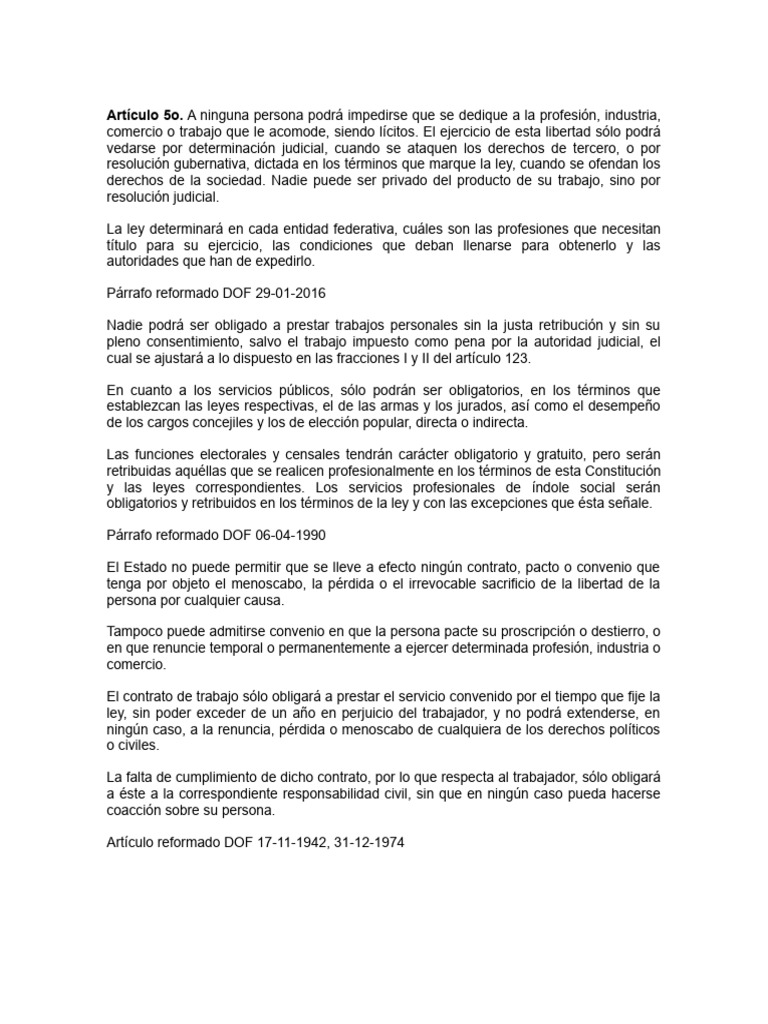 Artículo 5o | PDF | Gobierno | Justicia