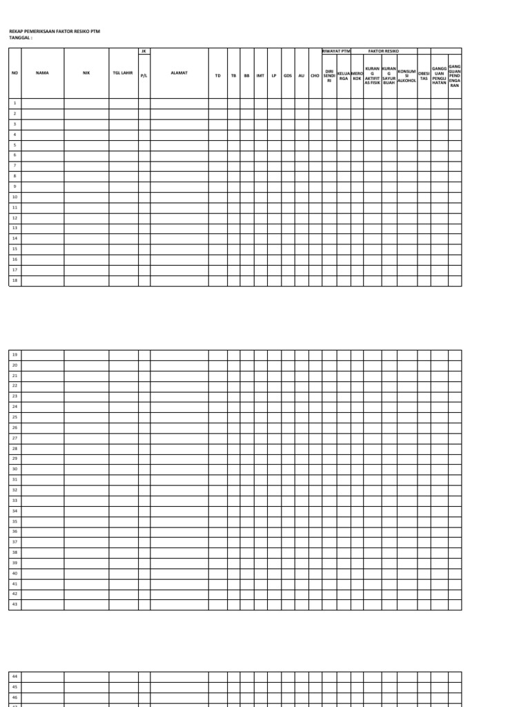 Form Skrining PTM Terbaru | PDF
