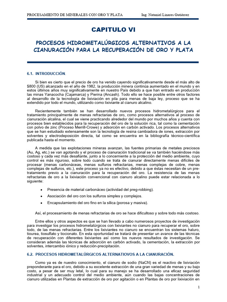 Capitulo Vi | PDF | Oro | Mineral