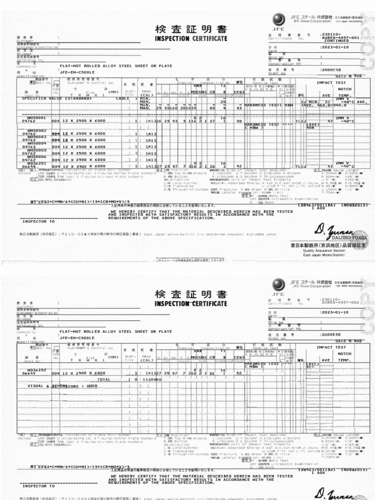 MTC Jfe Eh500 | Download Free PDF | Quality