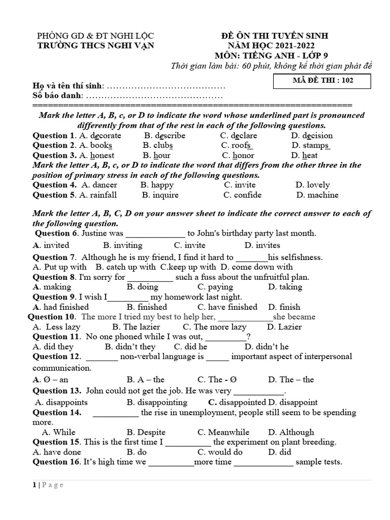 6 ĐỀ THCS NGHI VẠN GIẢI CHI TIẾT | PDF