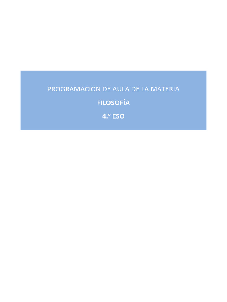 Programacion Aula - 2023 - Filosofia - UD01 | Descargar gratis PDF | Evaluación | Aprendizaje
