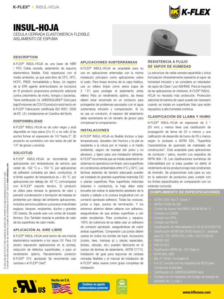 7.21. - K-Flex Insulhoja Elastomero | PDF | Aislamiento térmico | Materiales