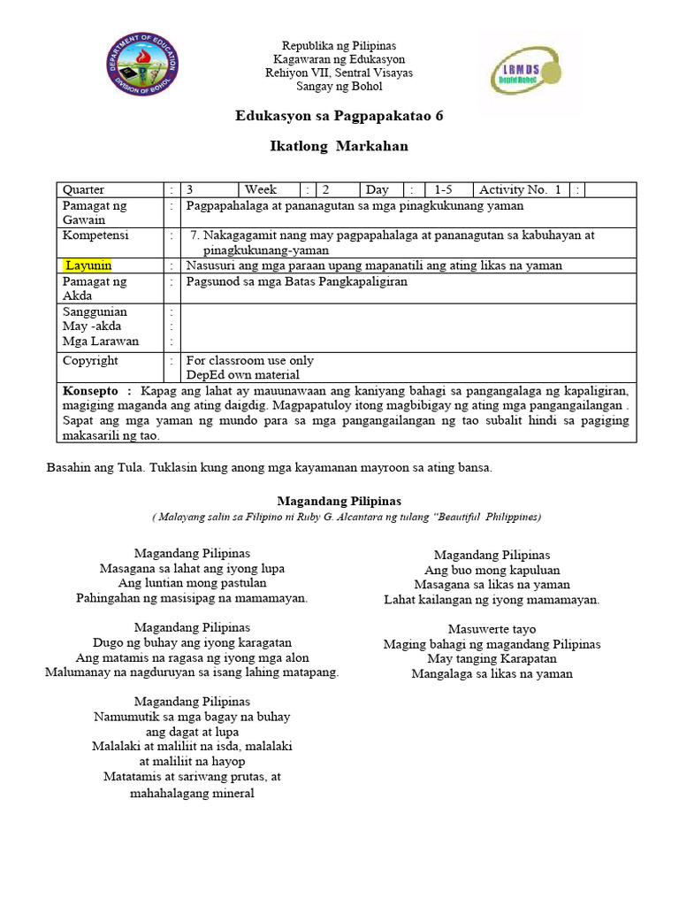 EsP6 - Q3 - LAS - WK 2 | PDF