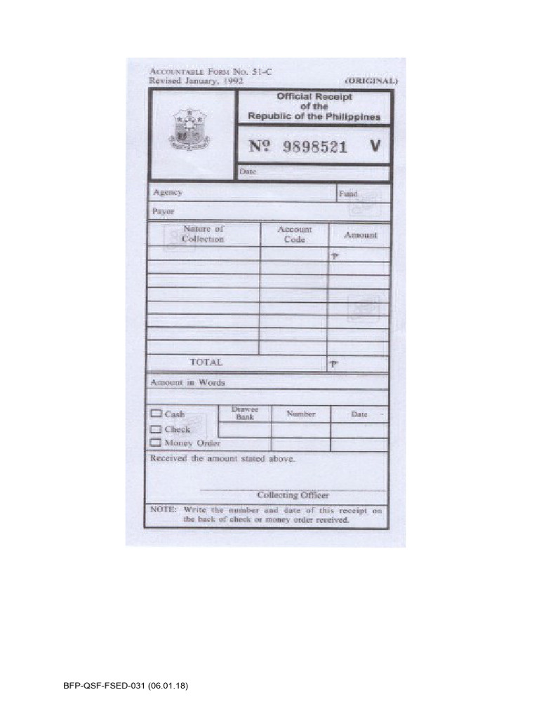 FSED 031 OFFICIAL RECEIPT | PDF