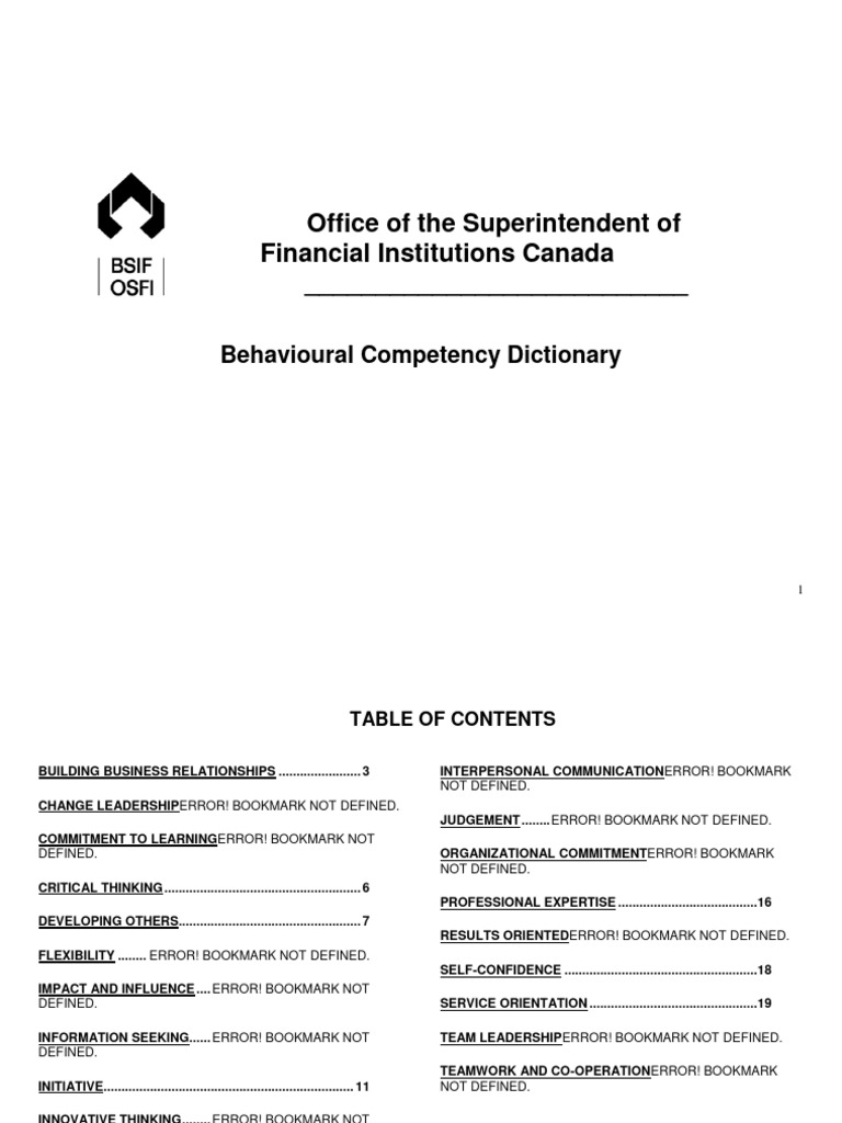 Behavioural Competency Dictionary e | Download Free PDF | Learning | Knowledge