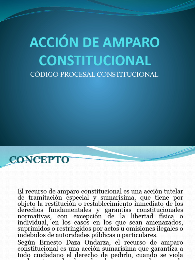 Diapositivas Acción de Amparo Constitucional | PDF | Derechos | Constitución