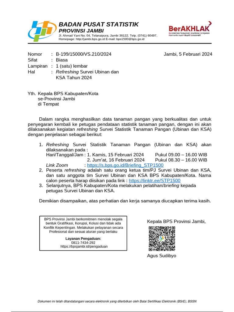 Refreshing Survei Ubinan dan KSA 2024 | PDF