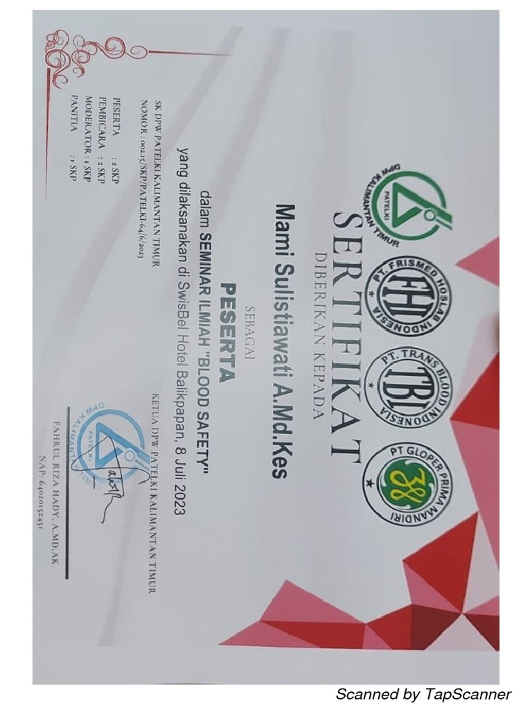 Sertifikat Mami | PDF