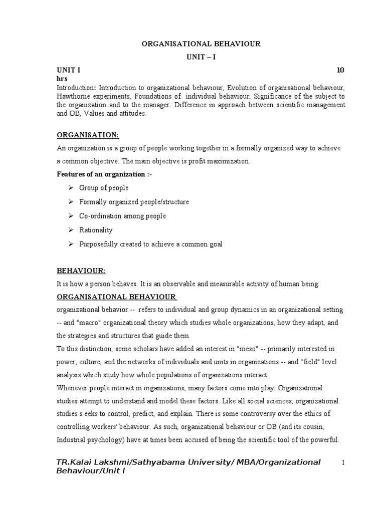 Ob 1 | PDF | Organizational Behavior | Attitude (Psychology)