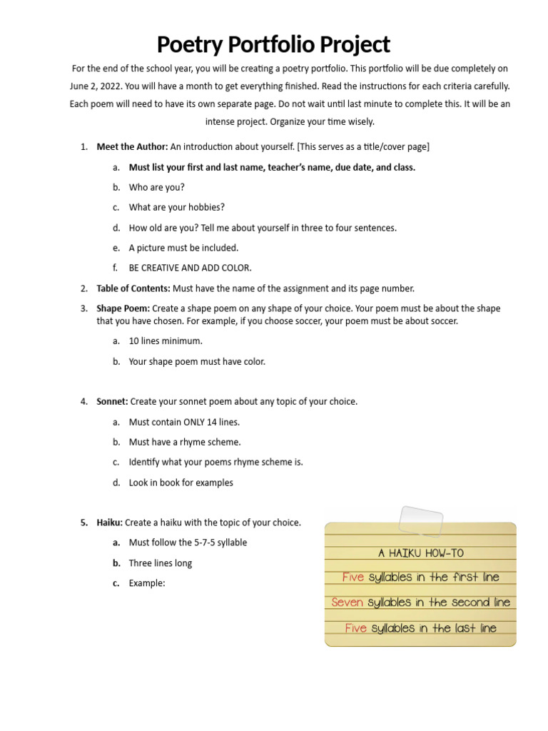 PoetryPortfolioProject 1 | PDF | Poetry | Poetic Devices