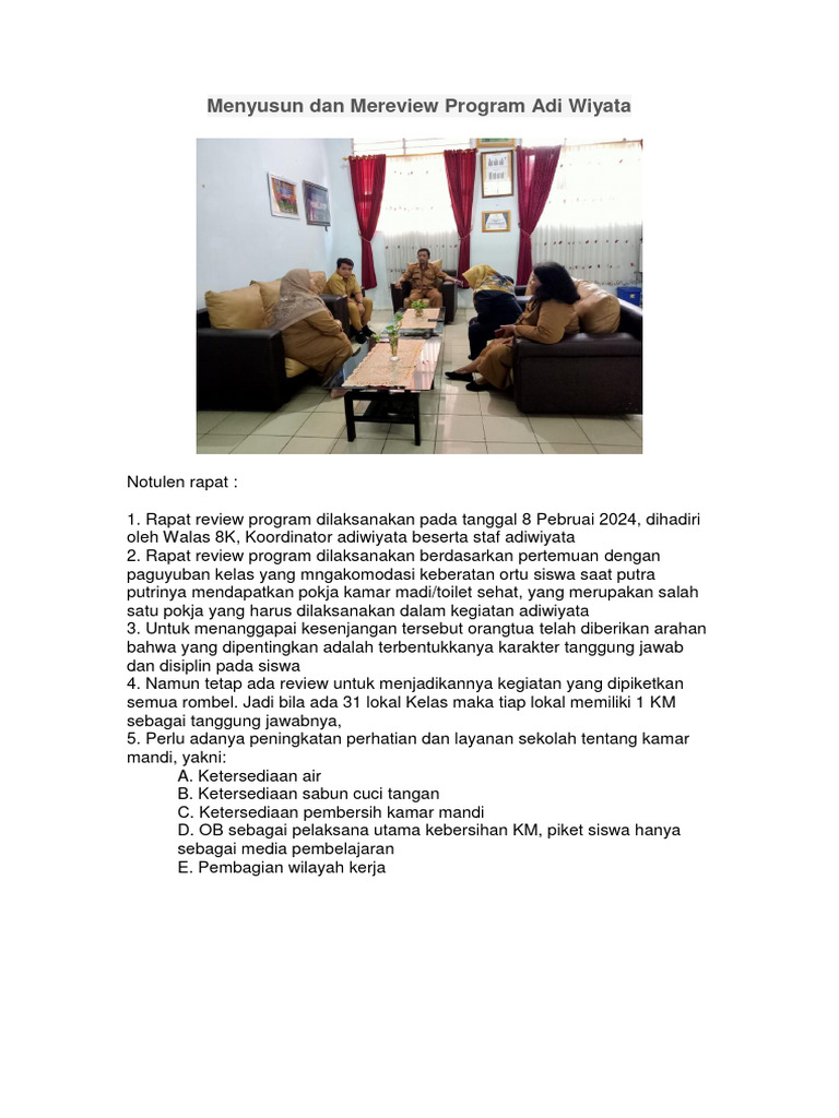 Menyusun Dan Mereview Program Adi Wiyata | PDF | Karier & Perkembangan