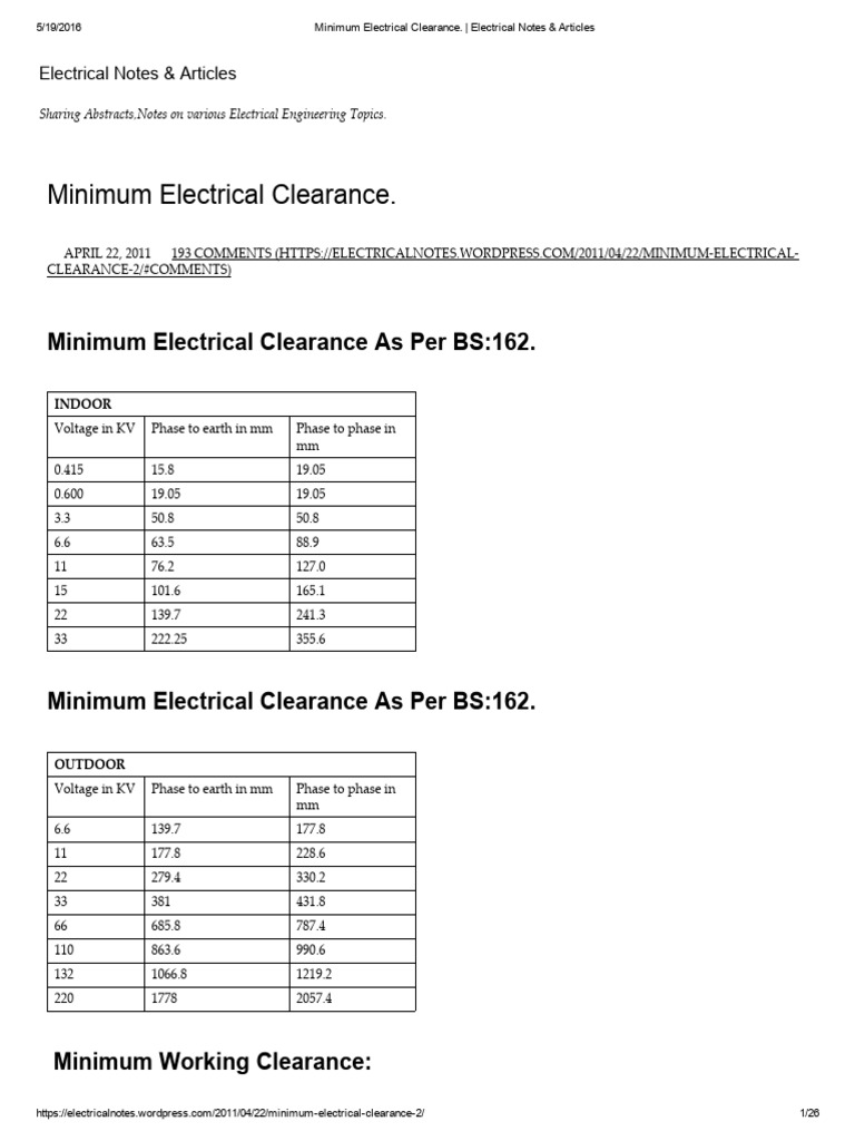 Minimum Electrical Clearance_BS | PDF | High Voltage | Electrical ...