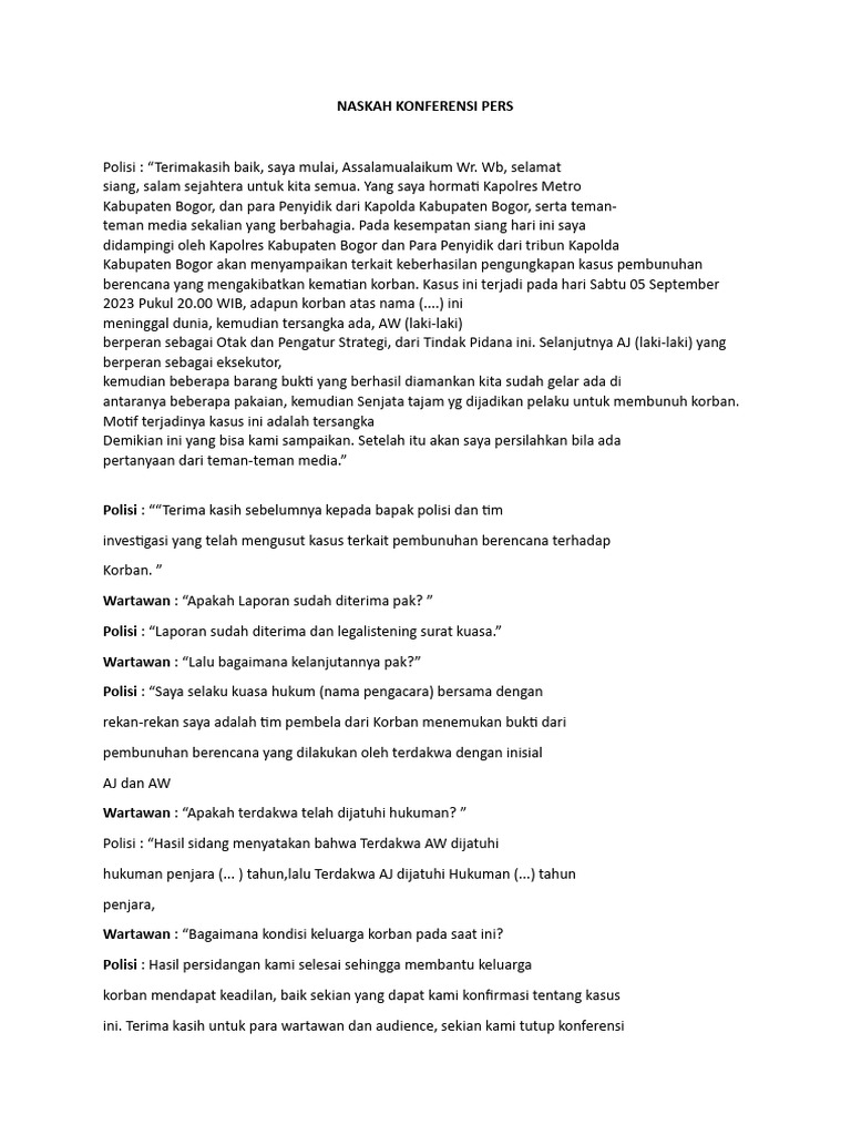Naskah Konferensi Pers | PDF