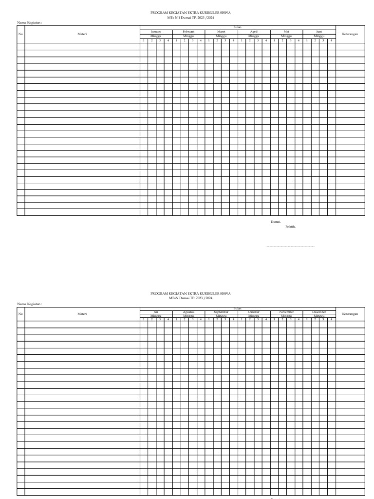 Format Laporan Ekskul | PDF