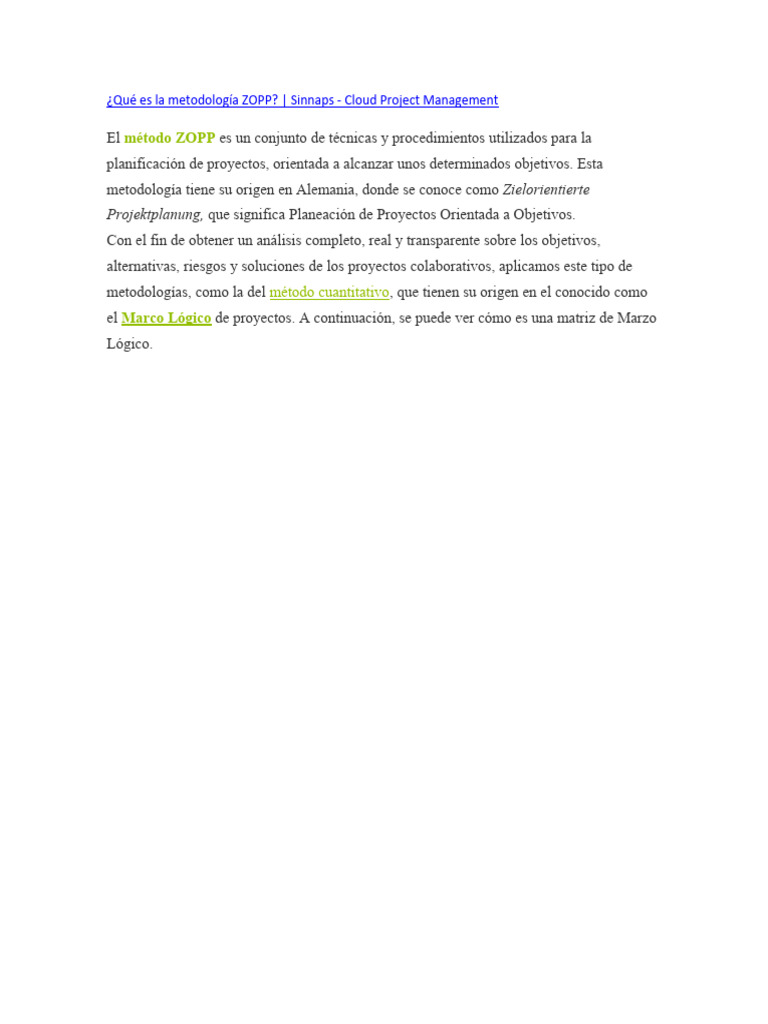 Qué Es La Metodología ZOPP | PDF | Planificación | Metodología