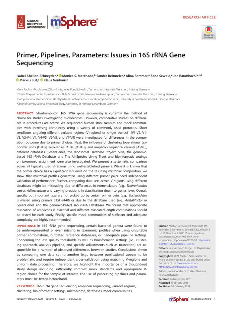 Msphere 01202-20 | PDF | 16 S Ribosomal Rna | Dna Sequencing