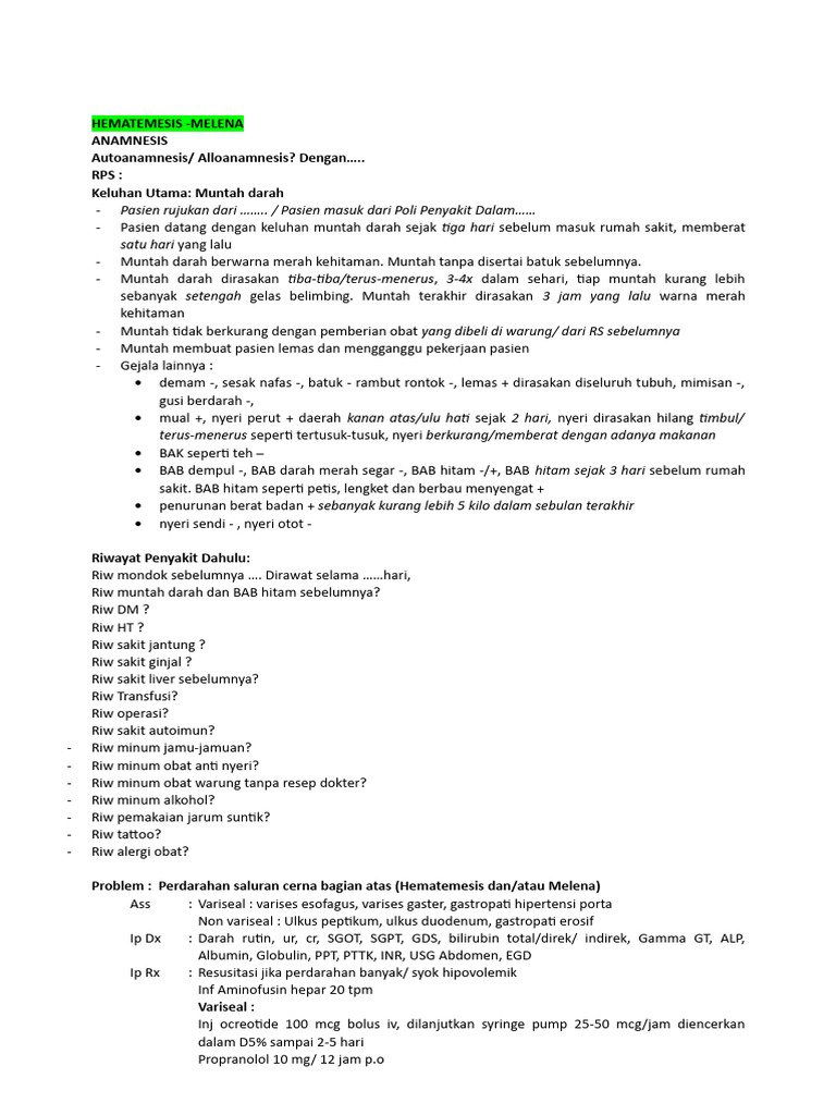 Hematemesis - Melena - Hematochezia | PDF
