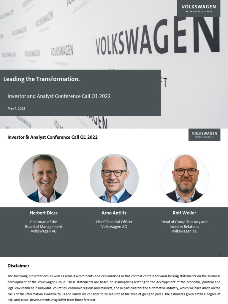 Volkswagen Q1 2022 Investor Call Insights | PDF | Economies