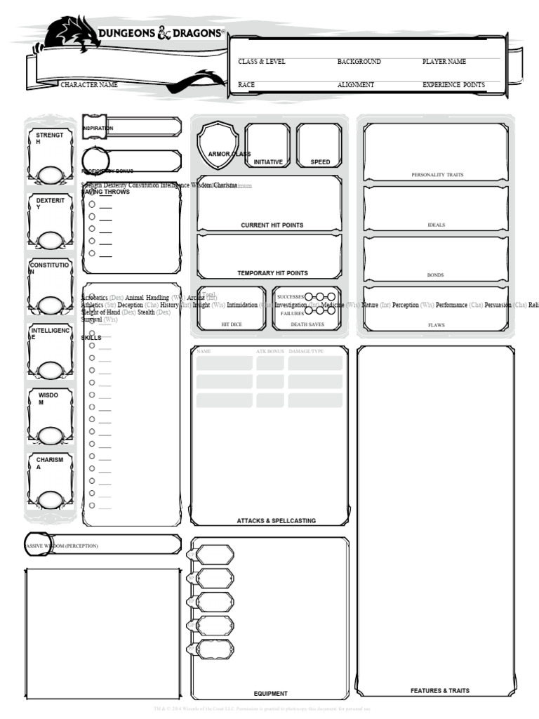DND 5E CharacterSheet - Form Fillable | Download Free PDF | Entertainment | Role Playing