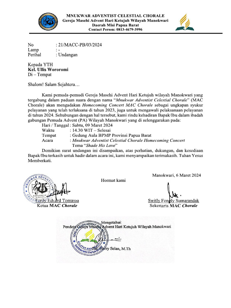 18 - Surat Undangan - Konser MACC - KKUlis | PDF