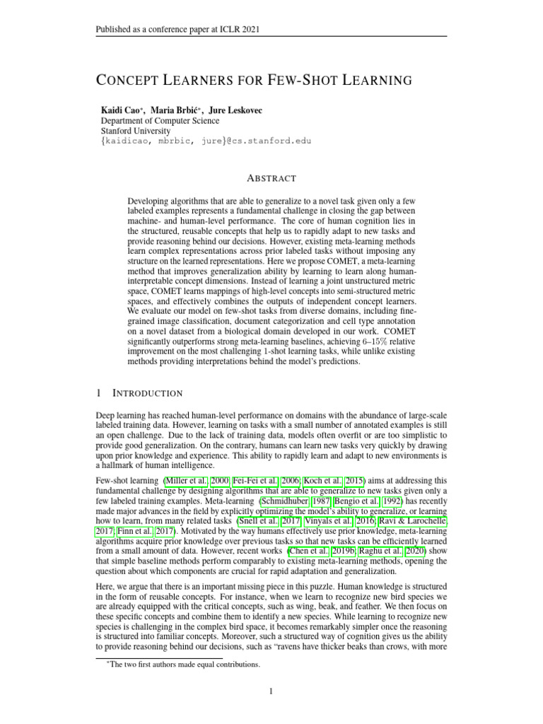 Concept Learners for Few-Shot Learning | PDF | Computer Vision | Annotation