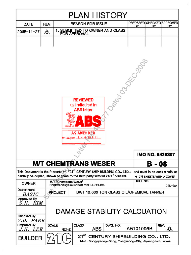 Damage Stability Calculation | PDF | Water Transport | Navigation
