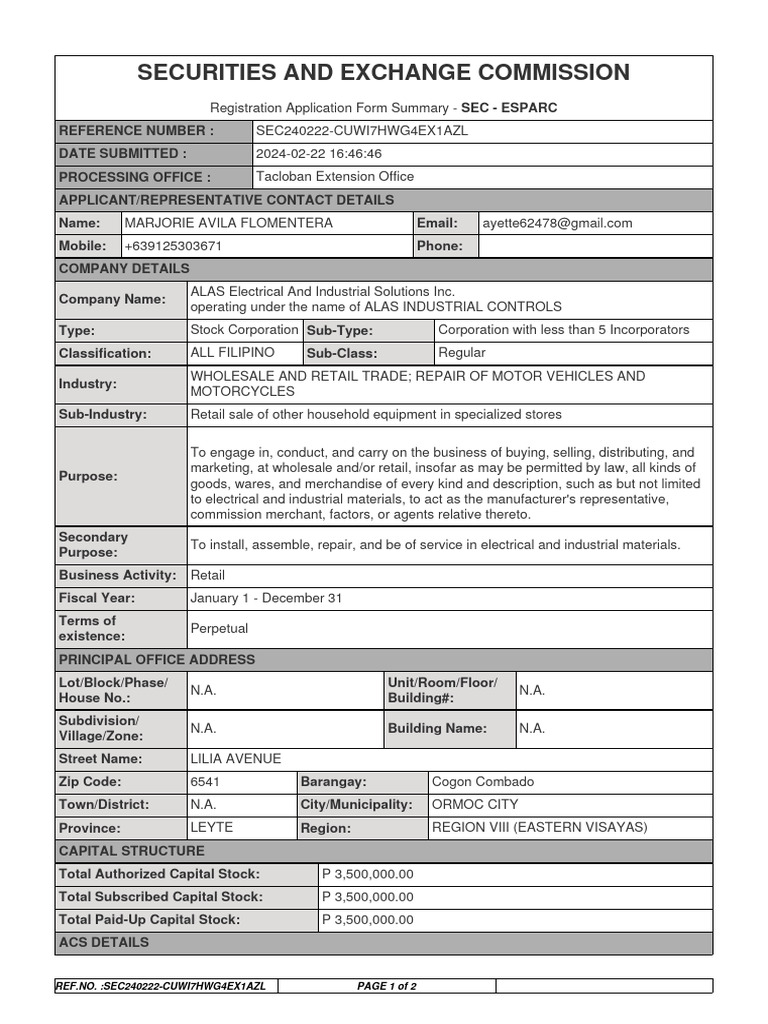 Application Summary Form | PDF | Retail | Business