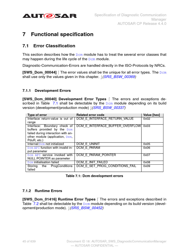 AUTOSAR SWS DiagnosticCommunicationManager 45-216 | PDF | Data Type | Computing