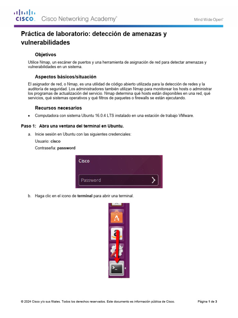 3.3.1.9 Lab - Detecting Threats and Vulnerabilities | PDF | Contraseña | Interfaz de línea de ...