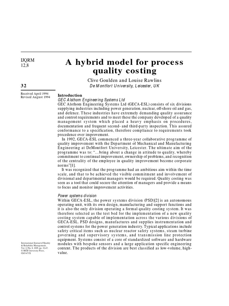 2_A hybrid model for process quality costing | PDF | Quality Assurance | Information