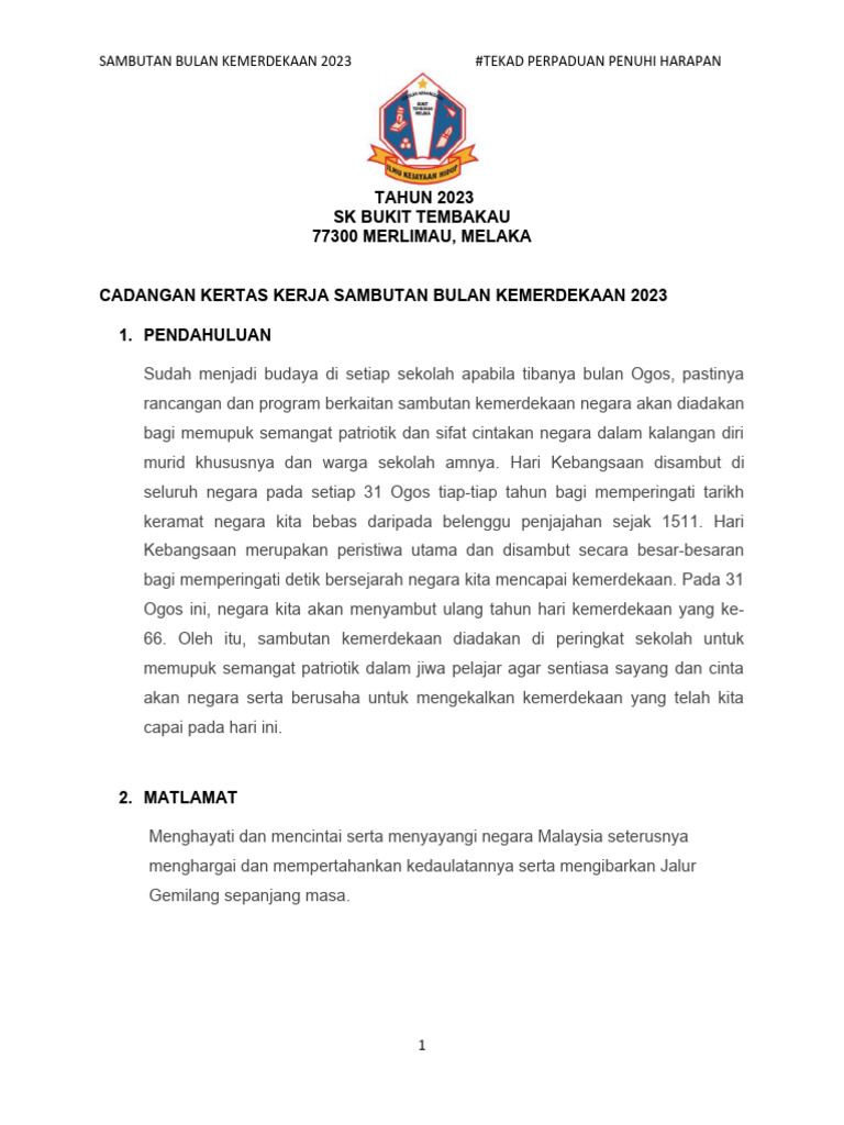 Kertas Kerja Bulan Kemerdekaan 2023 | PDF