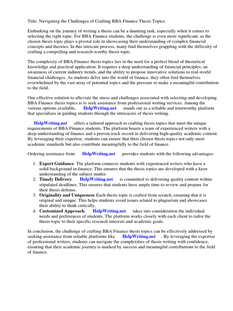 Thesis Topics For Bba Finance | PDF | Strategic Management | Innovation