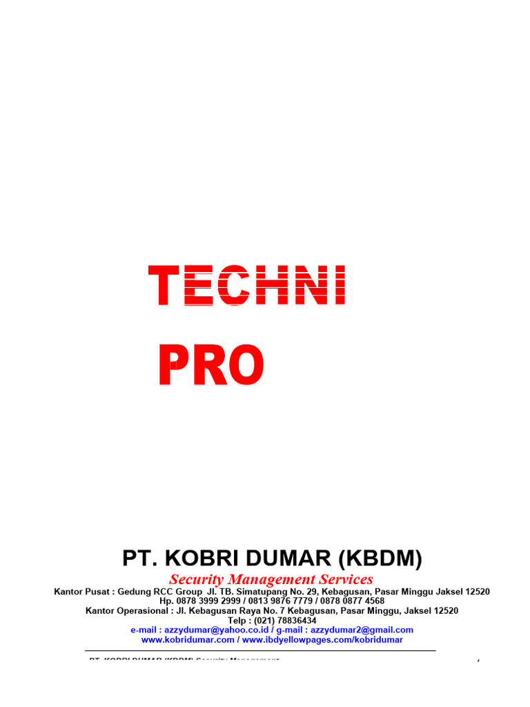 PT. KOBRI DUMAR: Jasa Keamanan Profesional | PDF