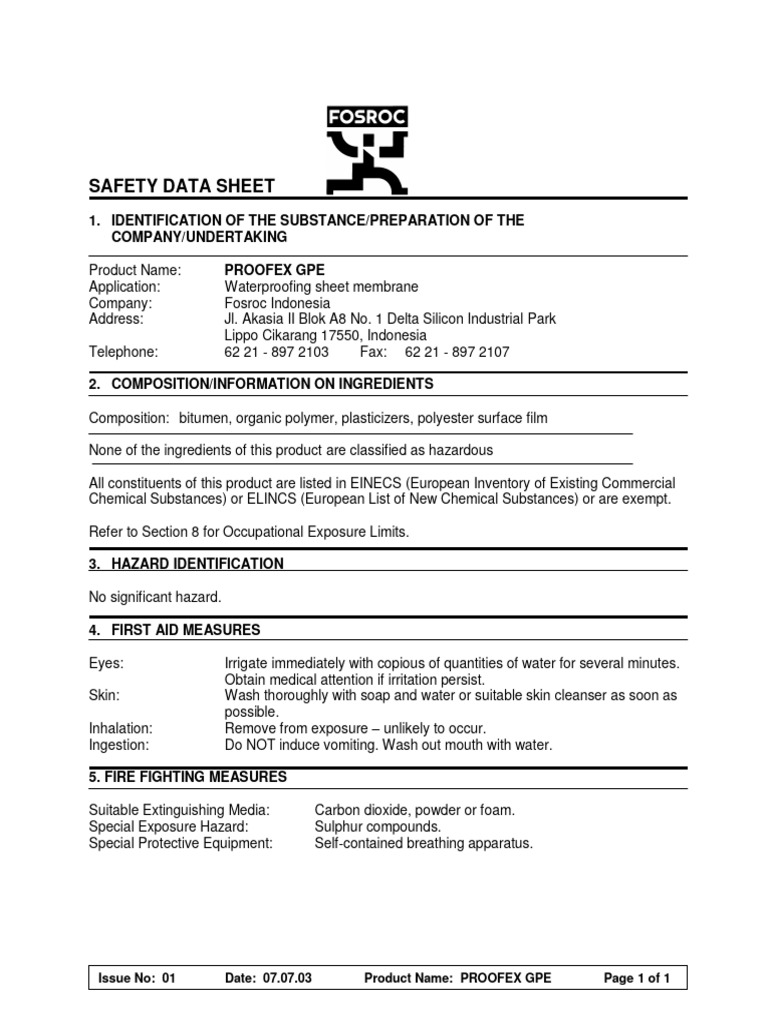 MSDS Proofex Gpe | PDF