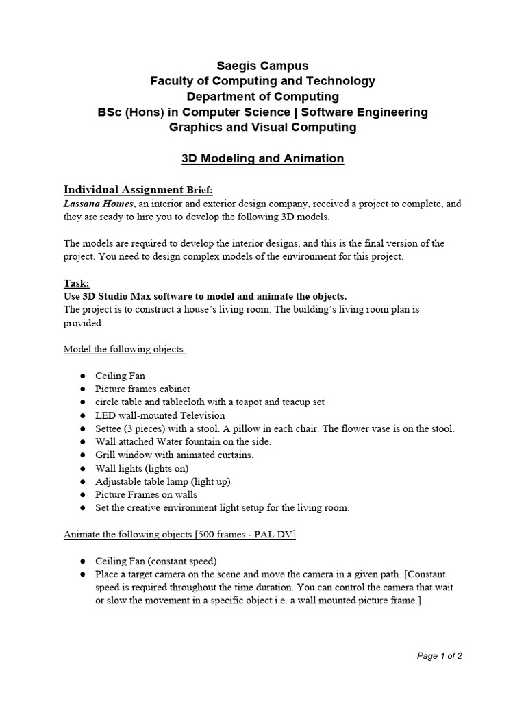 Graphics and Visual Computing - 3D Assignment | PDF | 3 D Computer Graphics | Computer Graphics