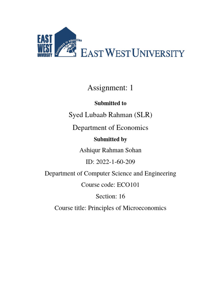 ECO101 (Assignment-1 Cover Page) | PDF