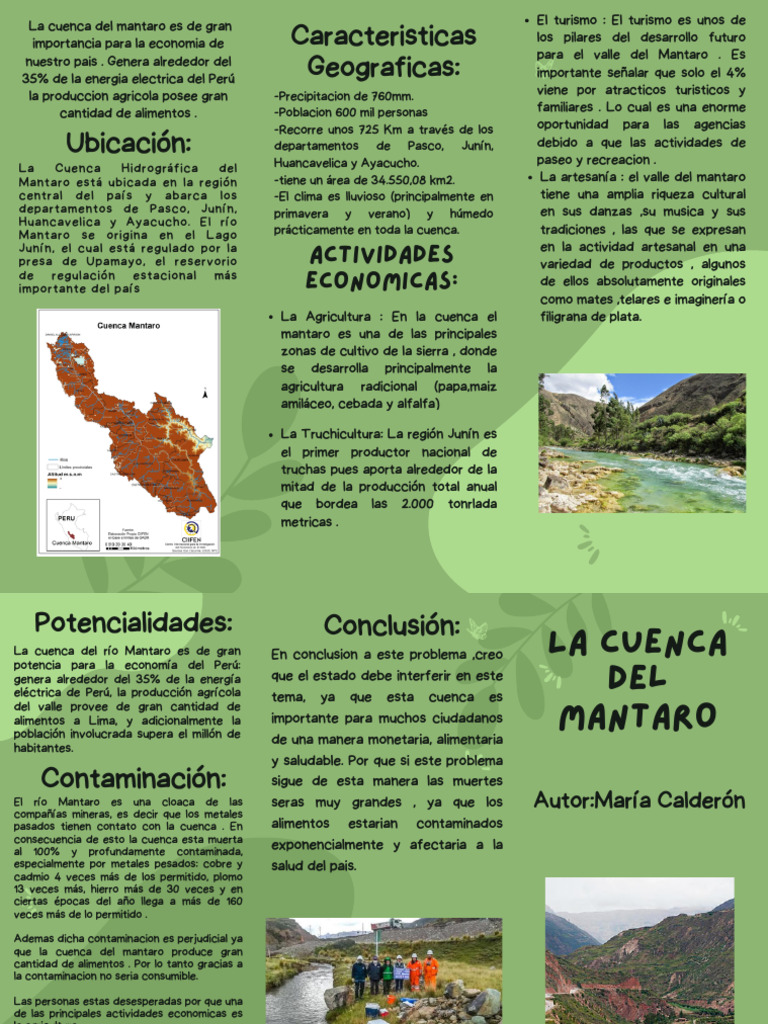 Triptico La cuenca del Mantaro | PDF | Agricultura | Contaminación