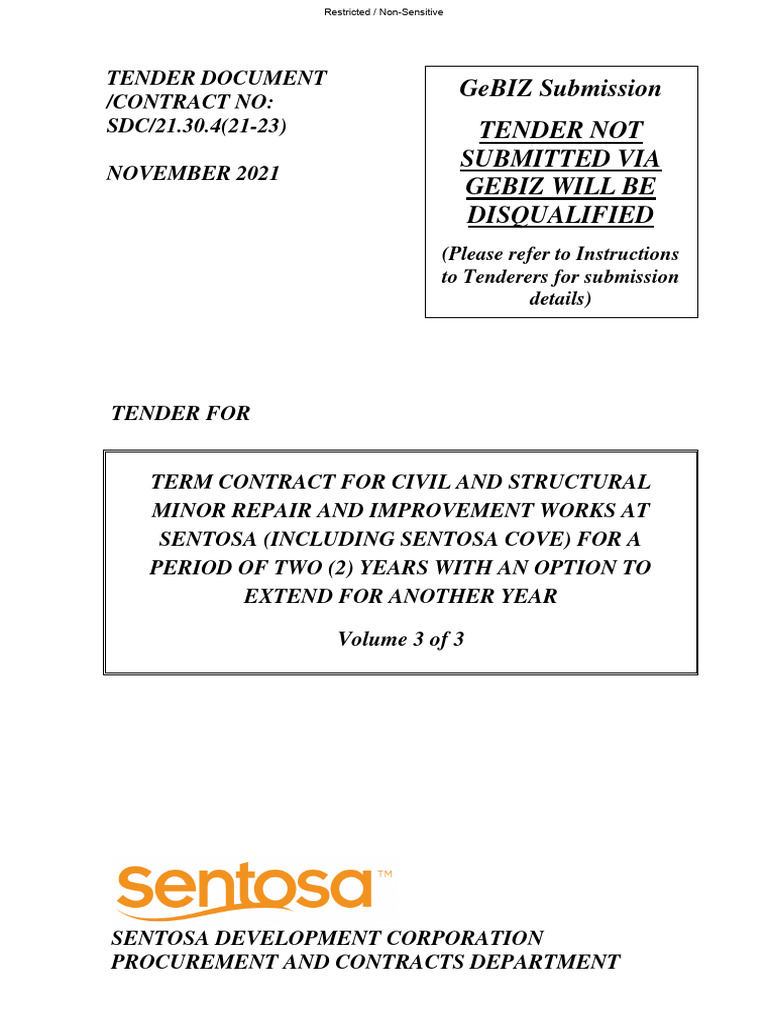 Sentosa Civil Works Tender | PDF | Concrete | Deep Foundation