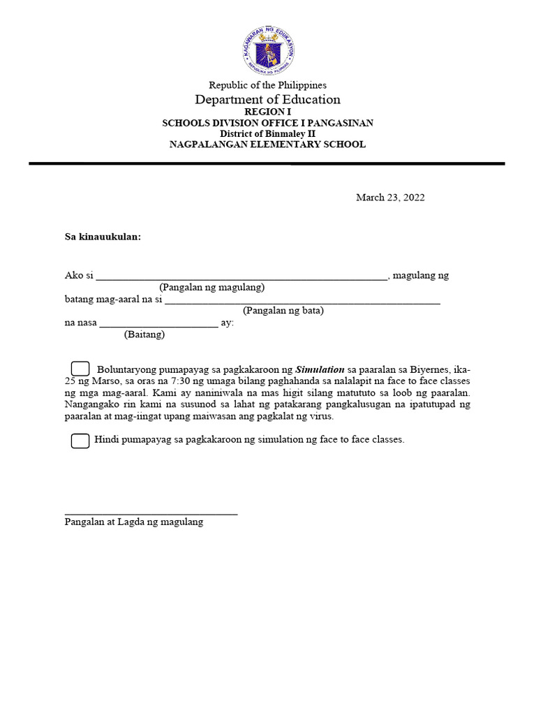 Simulation Parents Consent F2F | PDF