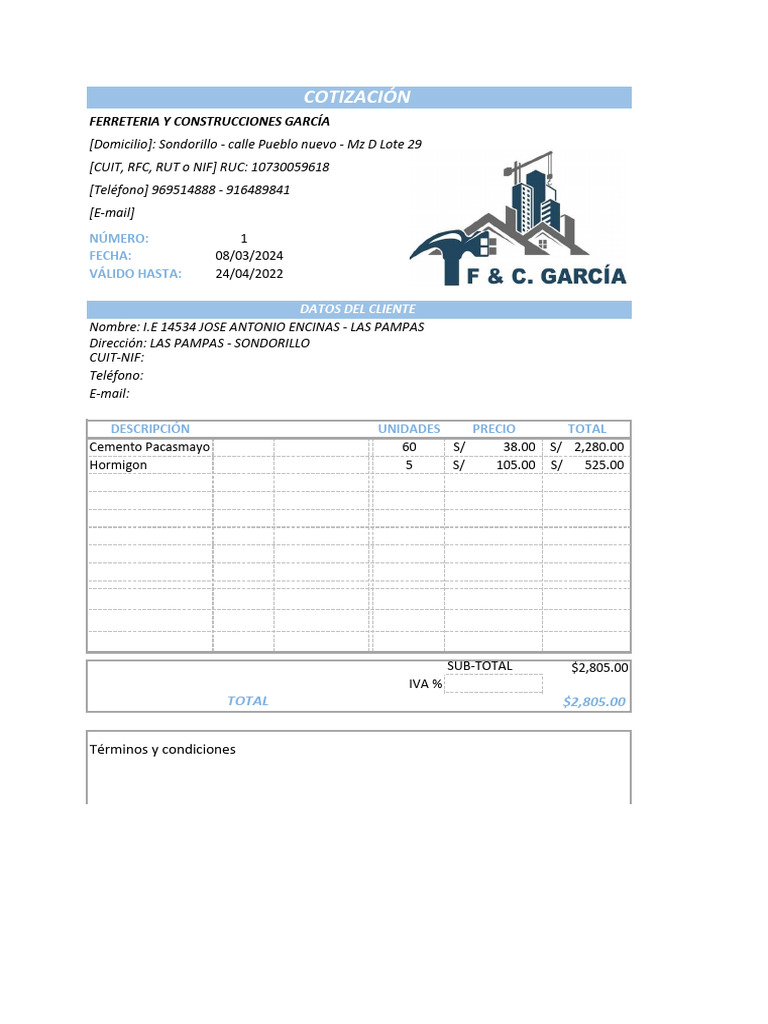 Cotizacion Las Pampas | PDF