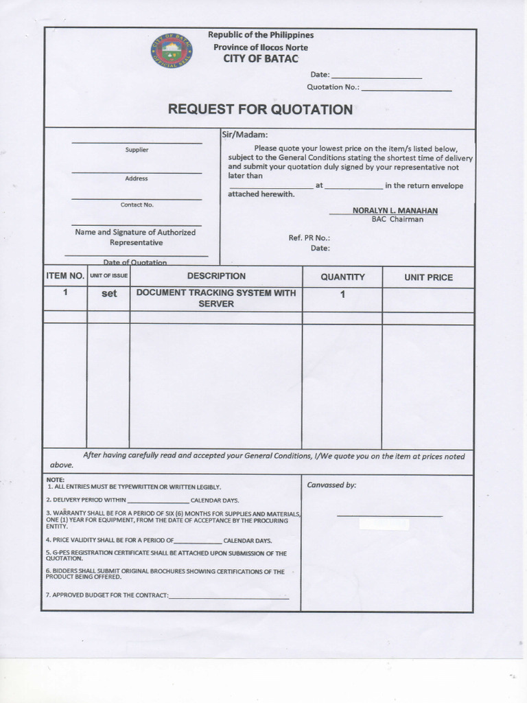Request For Quotation | PDF